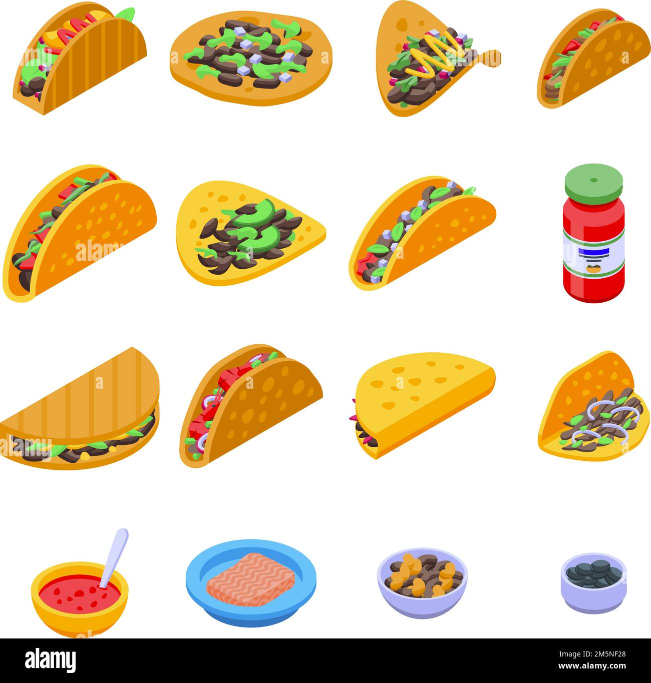 Tacos icons set. Isometric set of tacos vector icons for web design ...