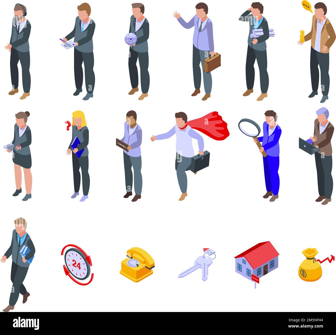 Agent icons set. Isometric set of agent vector icons for web design isolated on white background ...