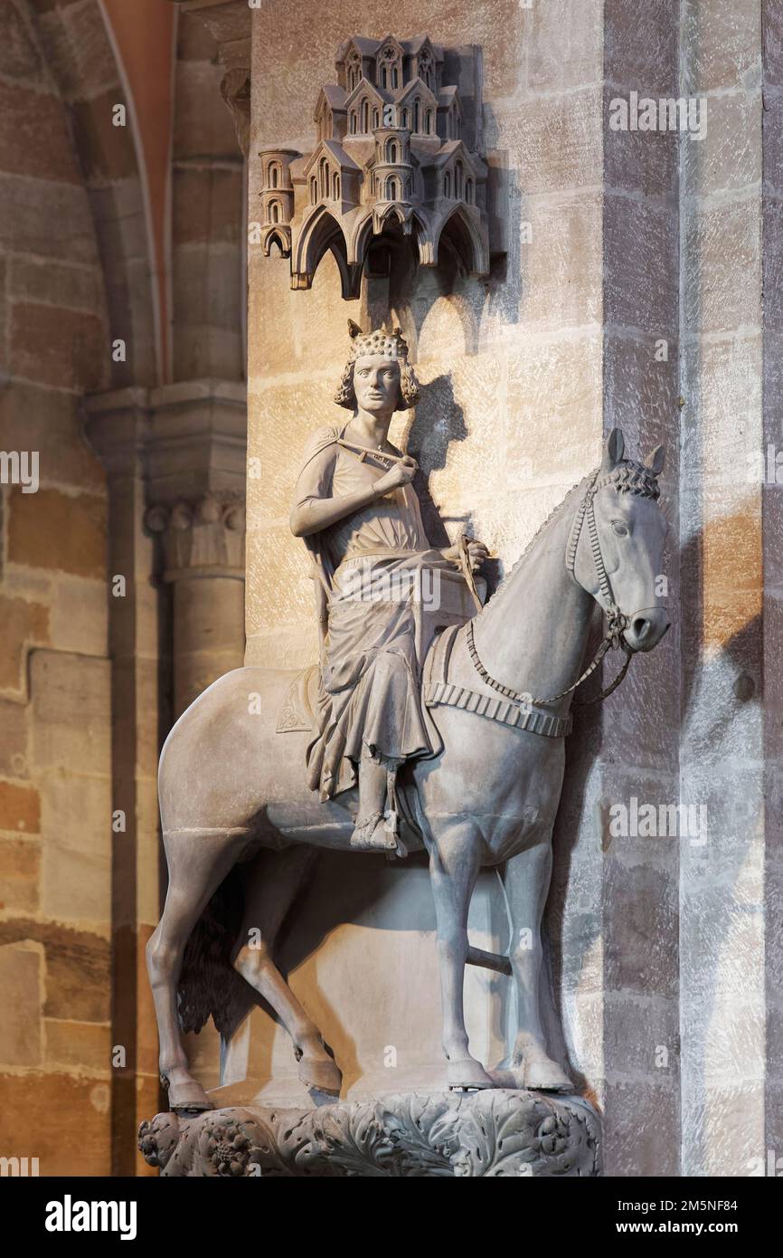 Equestrian statue Bamberg Rider, Bamberg, Upper Franconia, Bavaria ...