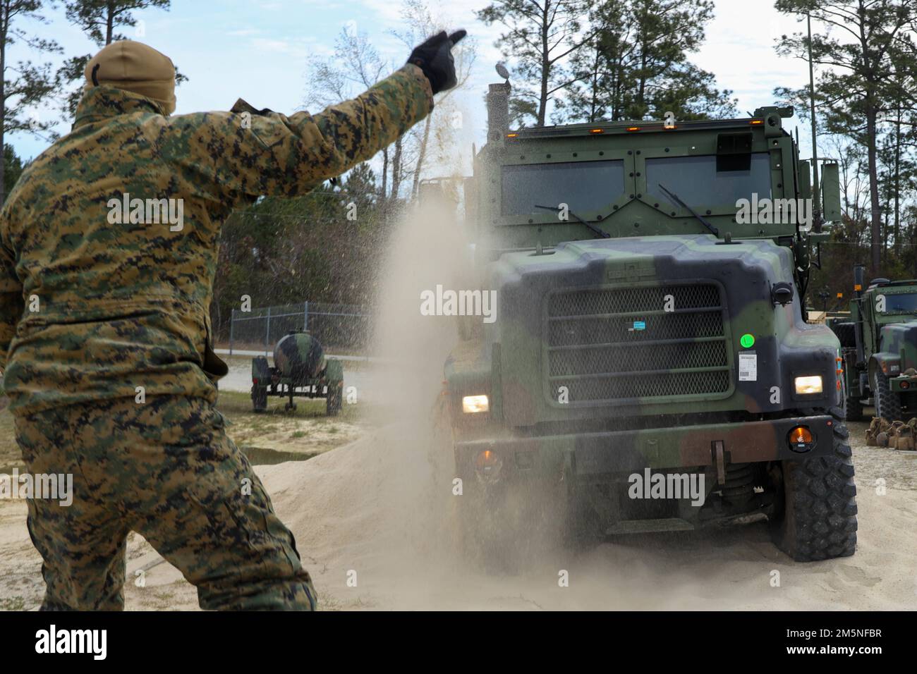 A Marine with 3rd Landing Support Battalion, Combat Logistics Regiment ...