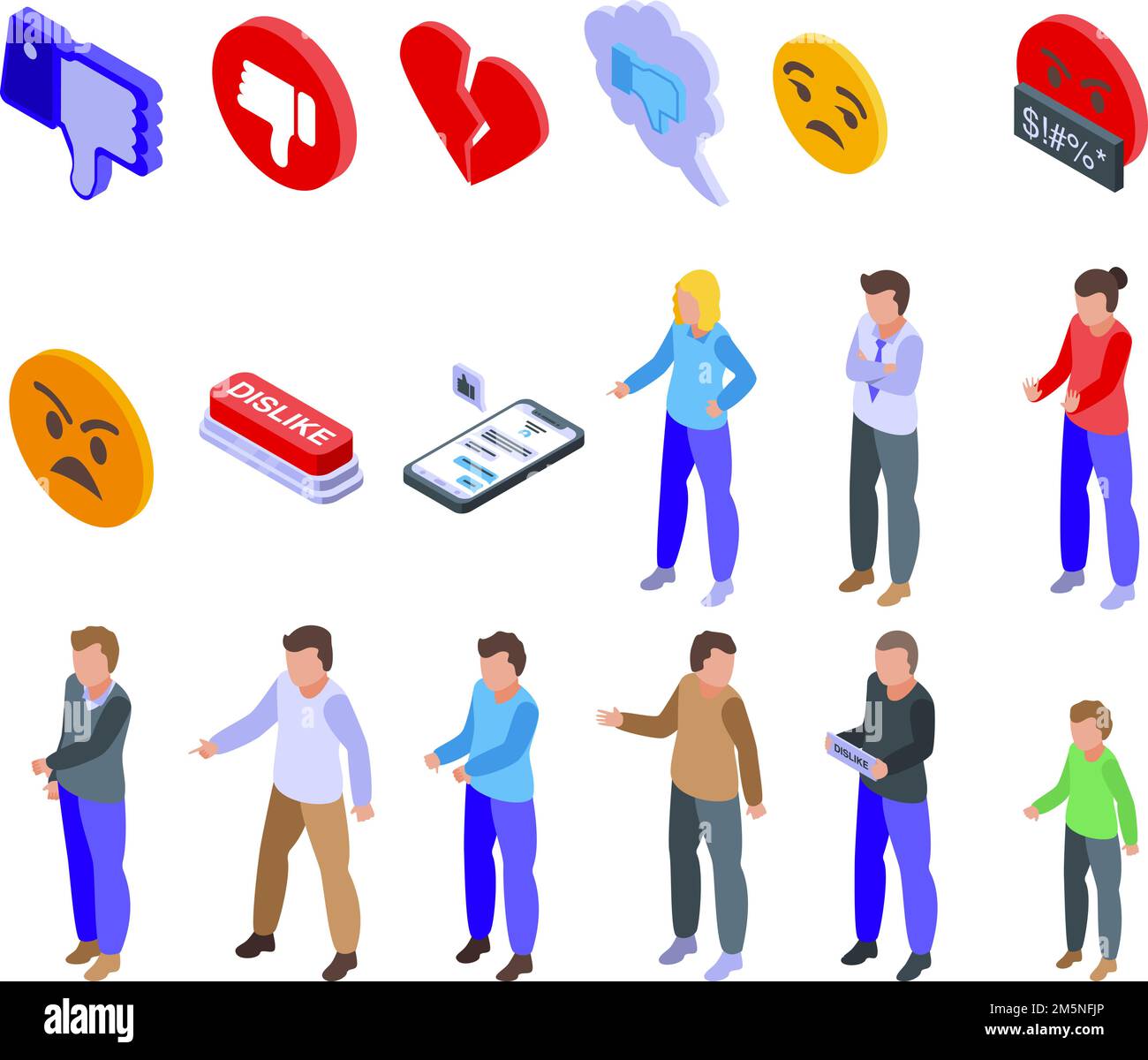 Dislike icons set. Isometric set of dislike vector icons for web design ...