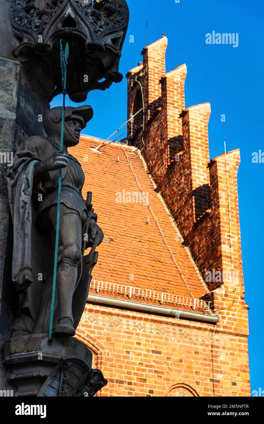 Figure of Saint Mauritius on the town hall of Jueterbog, Brandenburg ...