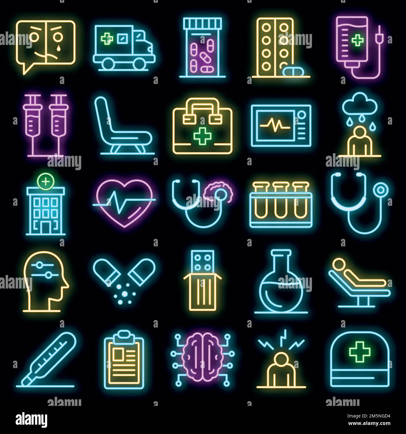 Mental hospital icons set. Outline set of mental hospital vector icons ...
