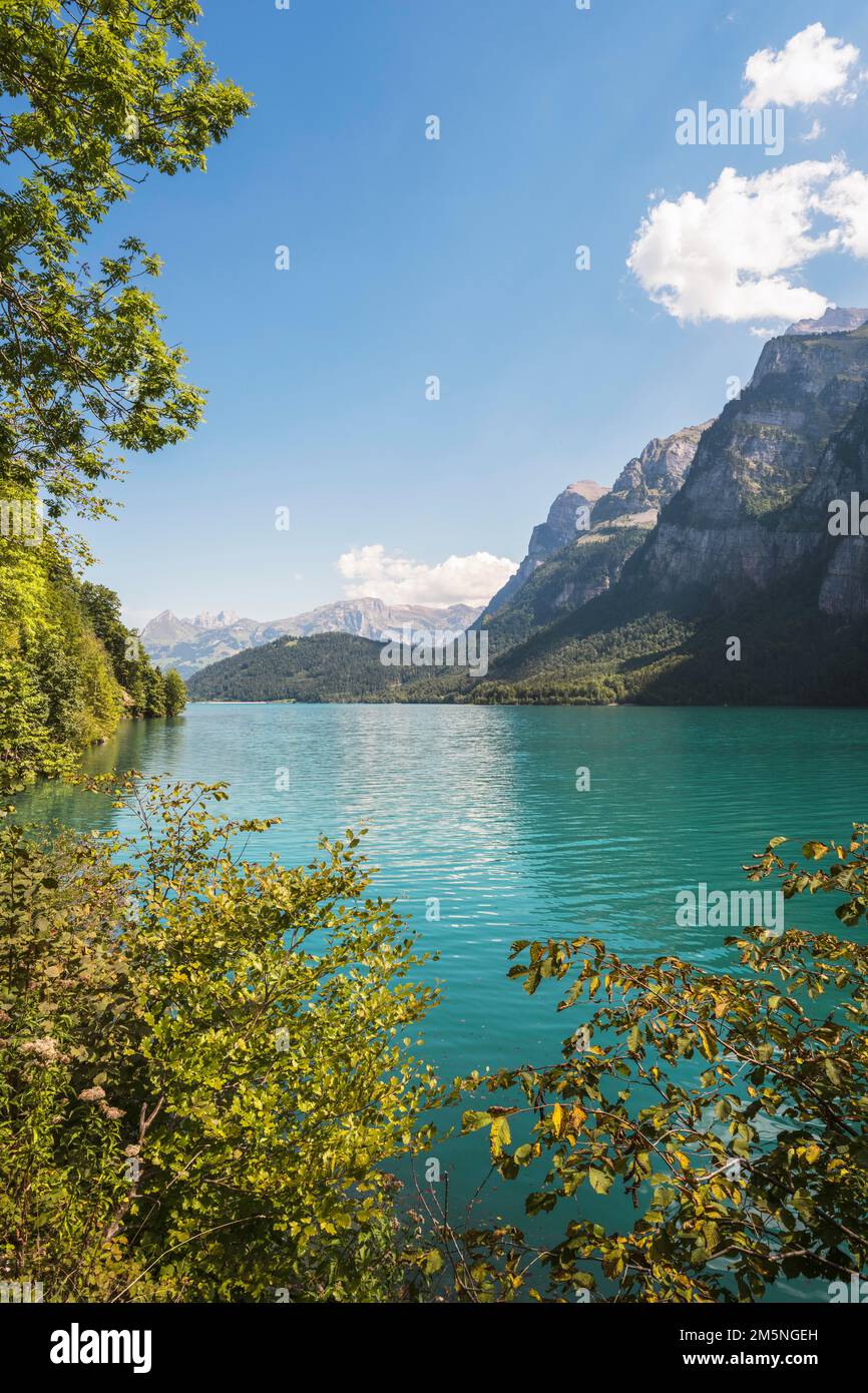 View over the Kloentalersee, Kloental, Canton Glarus, Switzerland Stock ...