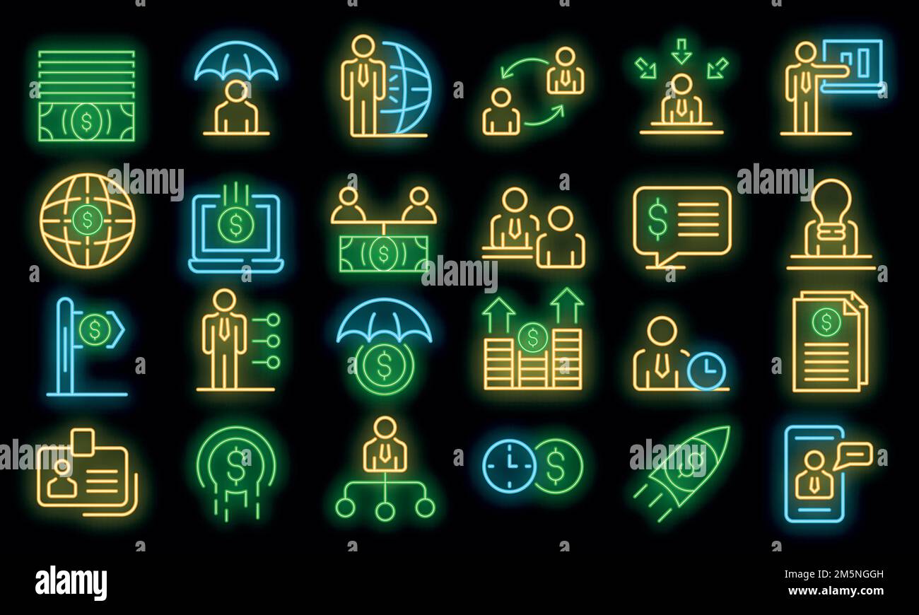 Financial advisor icons set. Outline set of financial advisor vector ...