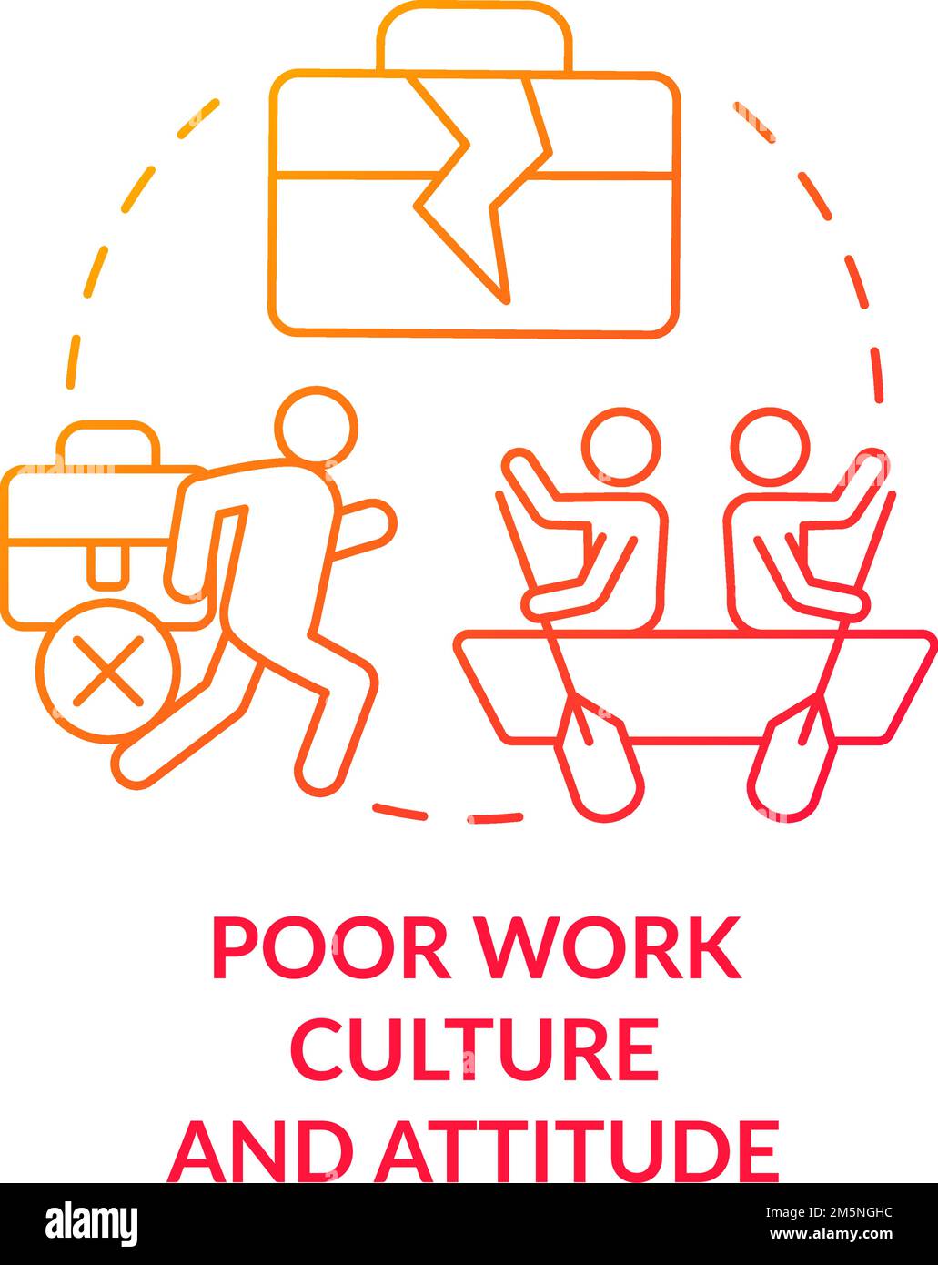 Poor work culture and attitude red gradient concept icon Stock Vector ...