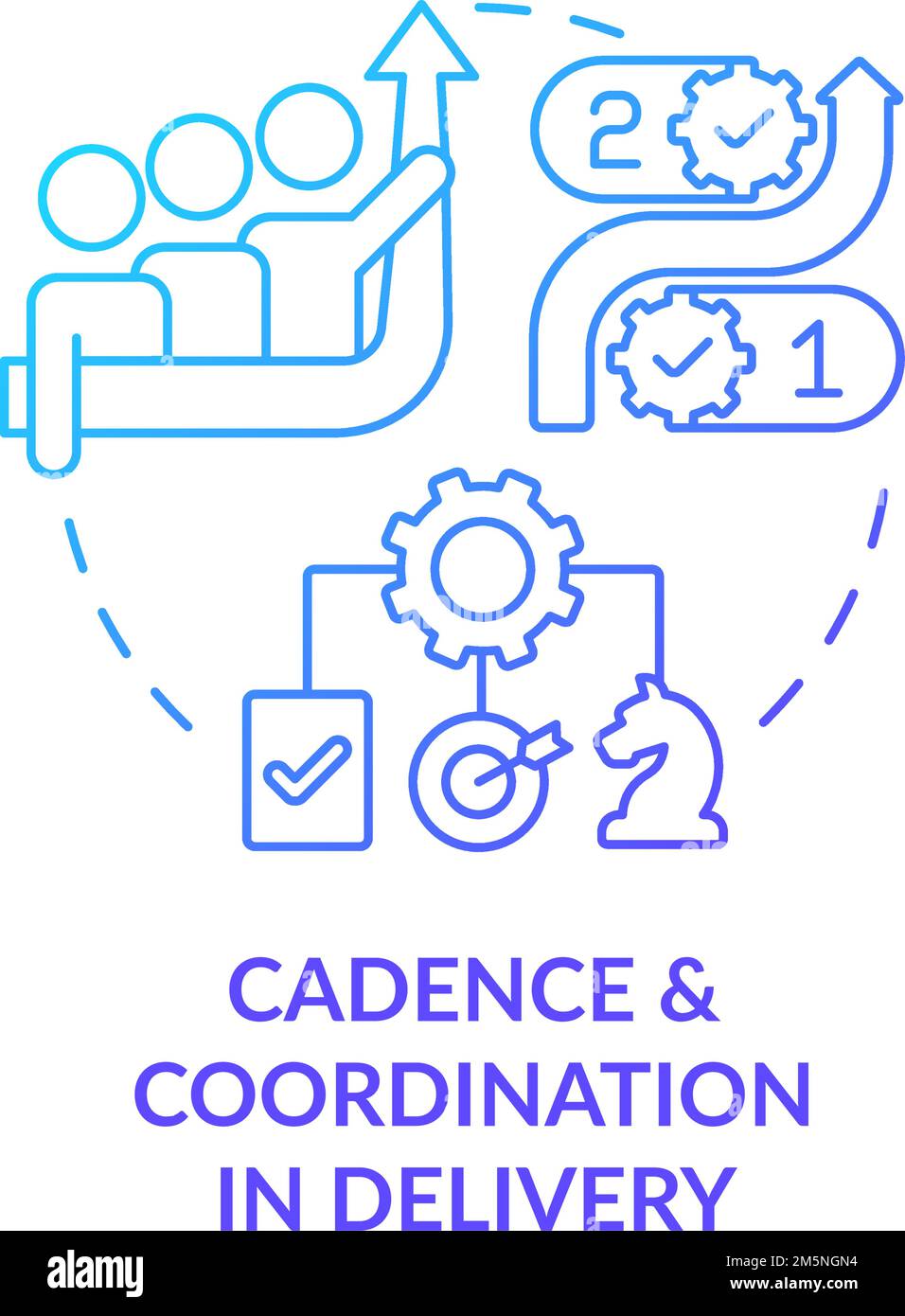 Cadence and coordination in delivery blue gradient concept icon Stock ...