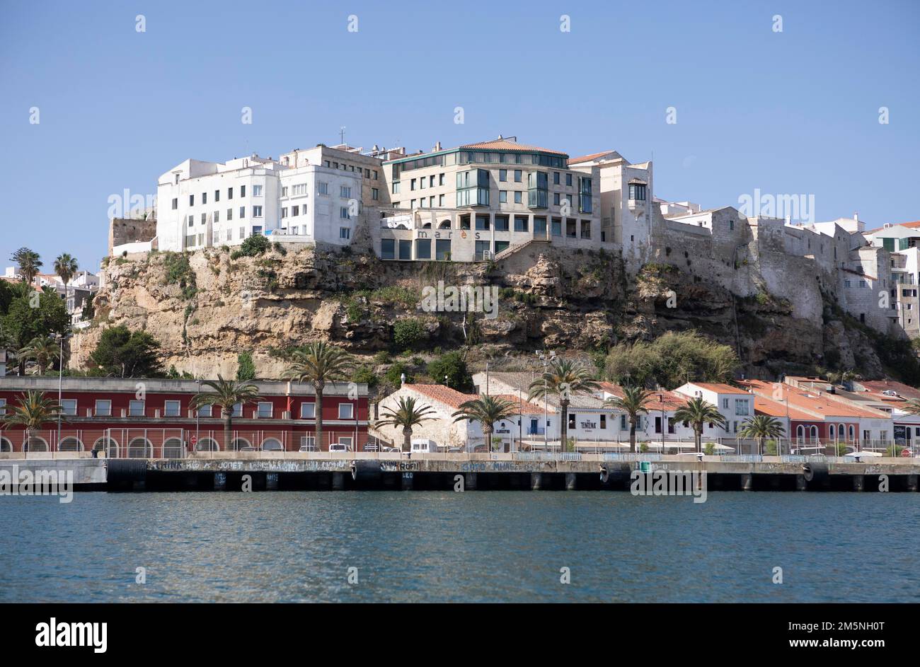 Old town from the natural harbour, Mao, Mahon, Menorca, Spain Stock ...