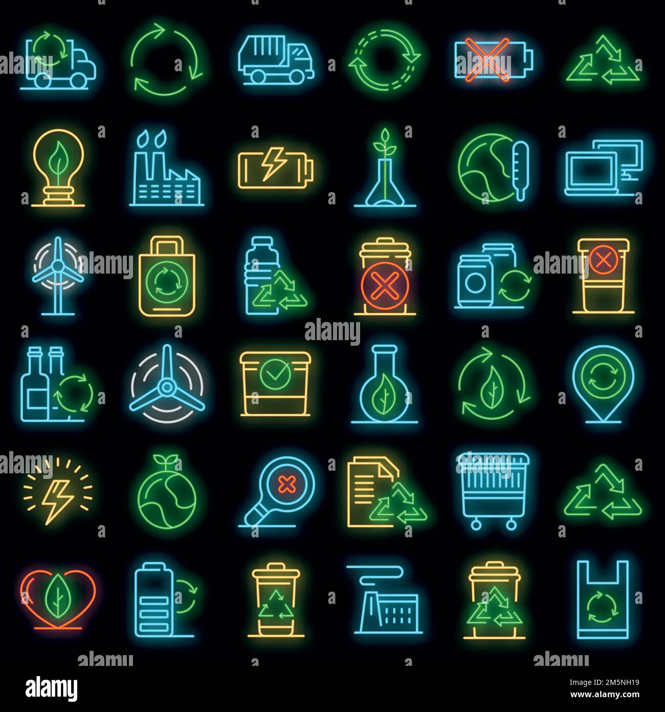 Recycling icons set. Outline set of recycling vector icons neon color ... Recycling icons set. Outline set of recycling vector icons neon color ...