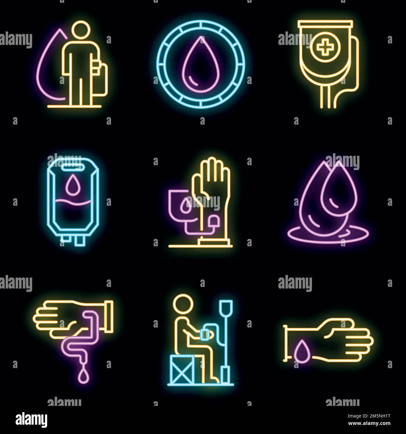 Blood transfusion icons set. Outline set of blood transfusion vector ...