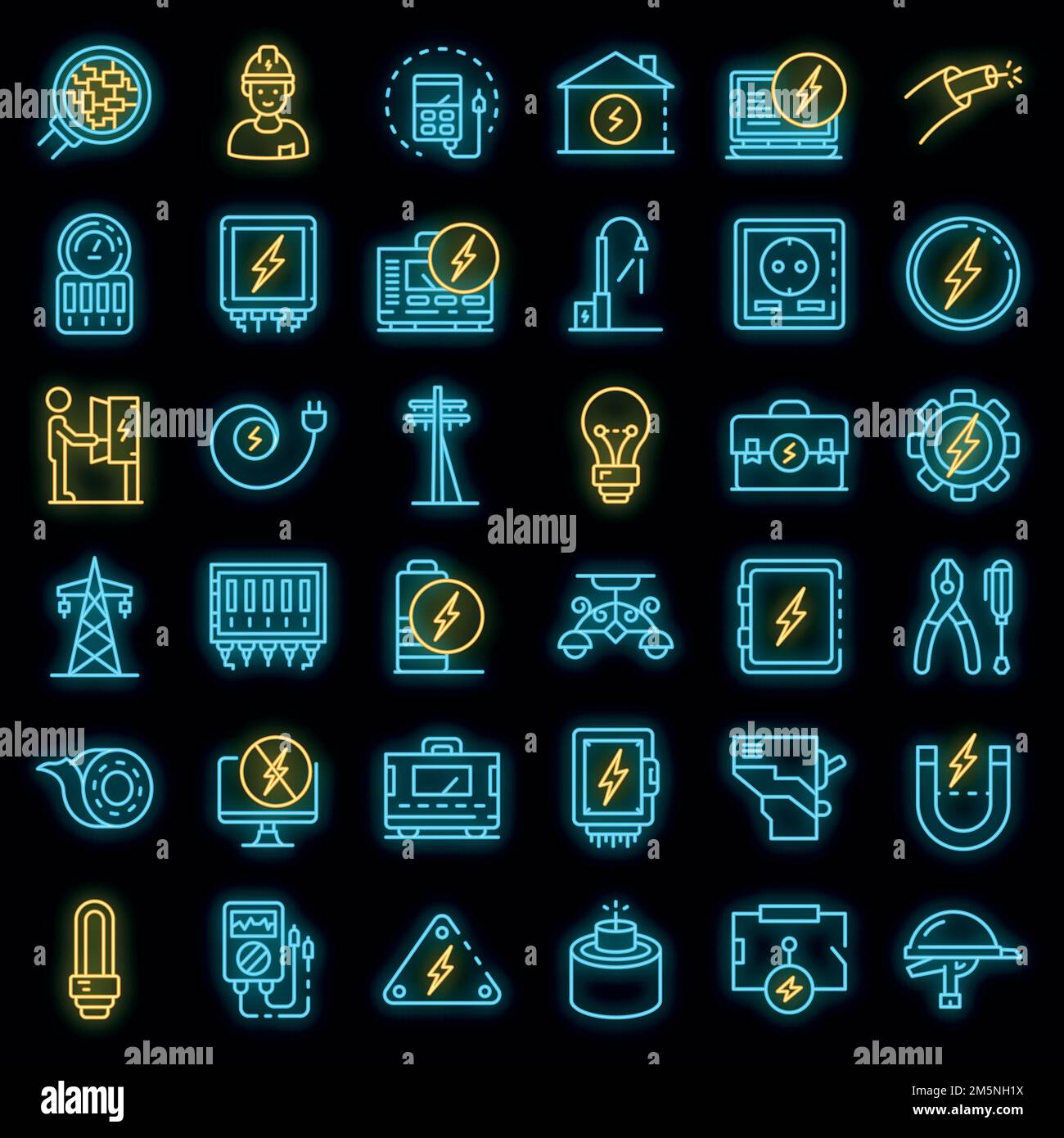 Electrician service icons set. Outline set of electrician service ...