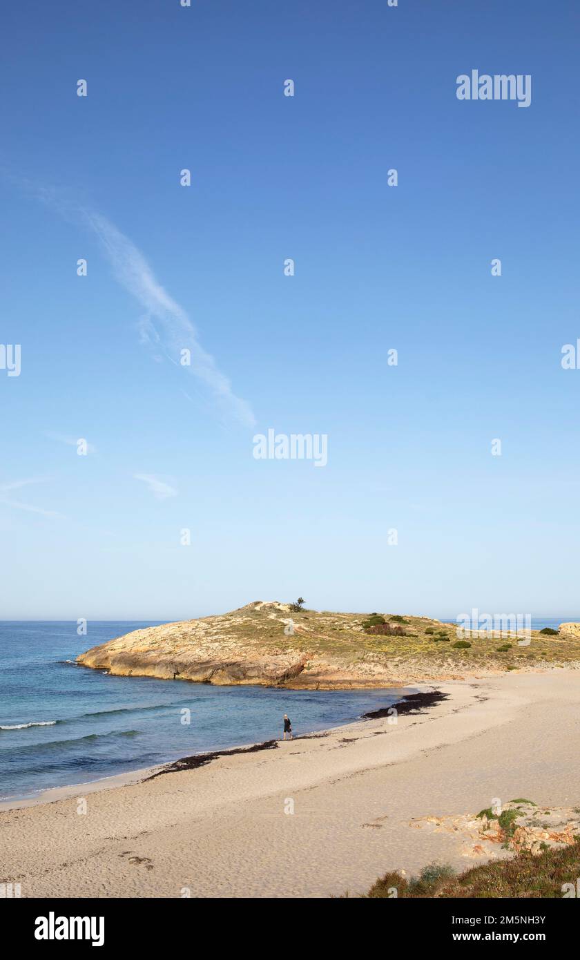 Headland at San Bou beach, Cami de Cavalls, Menorca, Balearic Islands ...