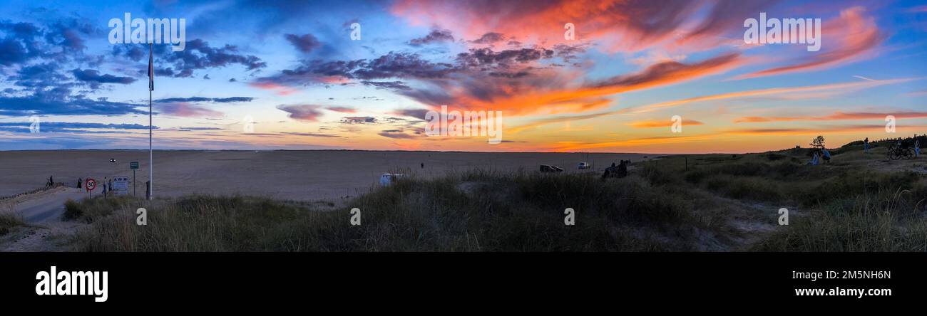 Panorama, sunset, dunes on Sonderstrand, Romo, Denmark Stock Photo - Alamy