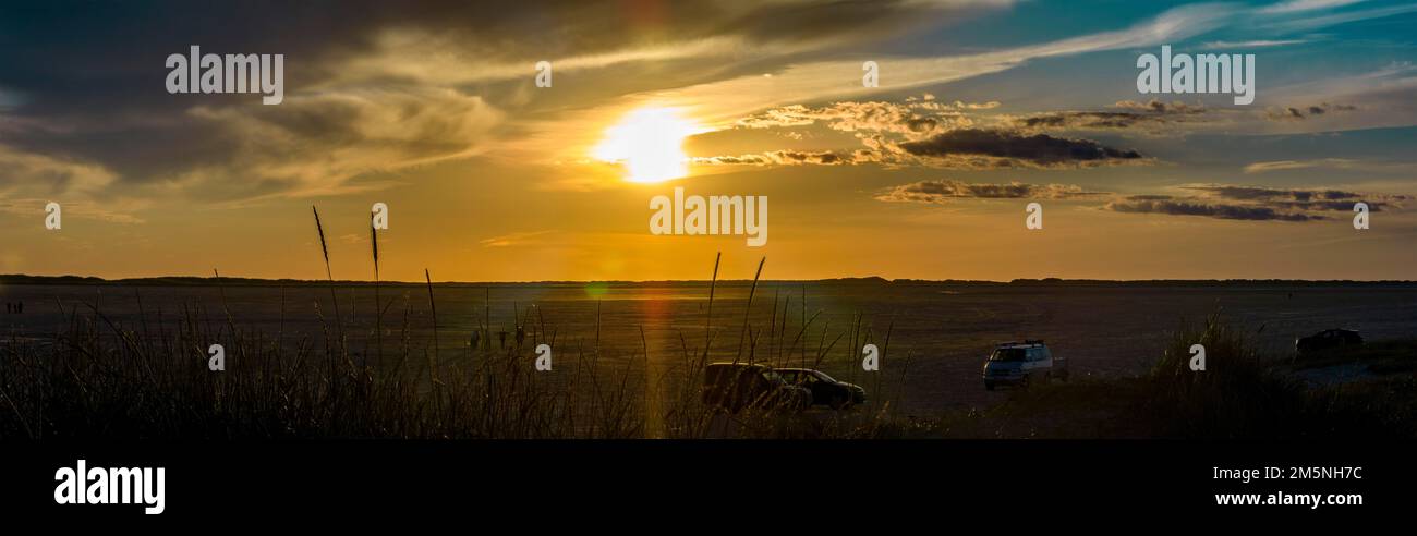 Panorama, sunset, dunes on Sonderstrand, Romo, Denmark Stock Photo - Alamy