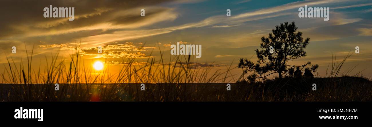 Panorama, sunset, dunes on Sonderstrand, Romo, Denmark Stock Photo - Alamy