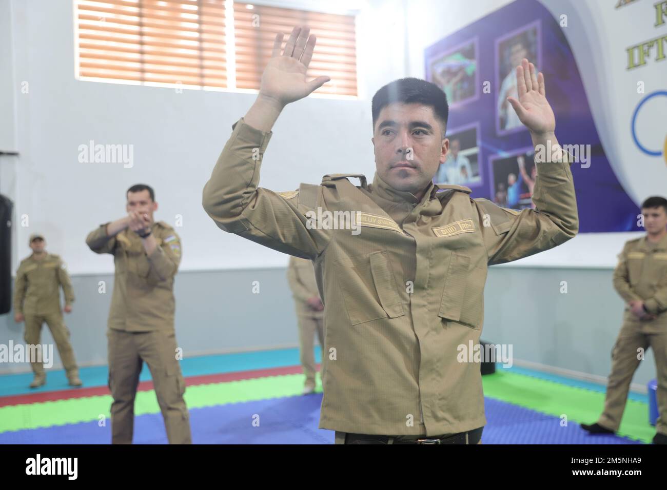 Soldiers with the National Guard of the Republic of Uzbekistan practice ...