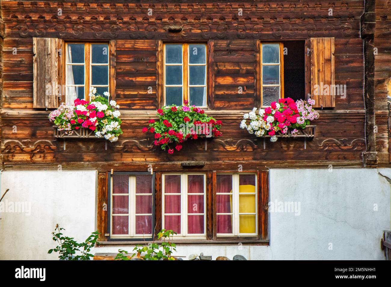 Old traditional window in village in Switzerland Stock Photo - Alamy