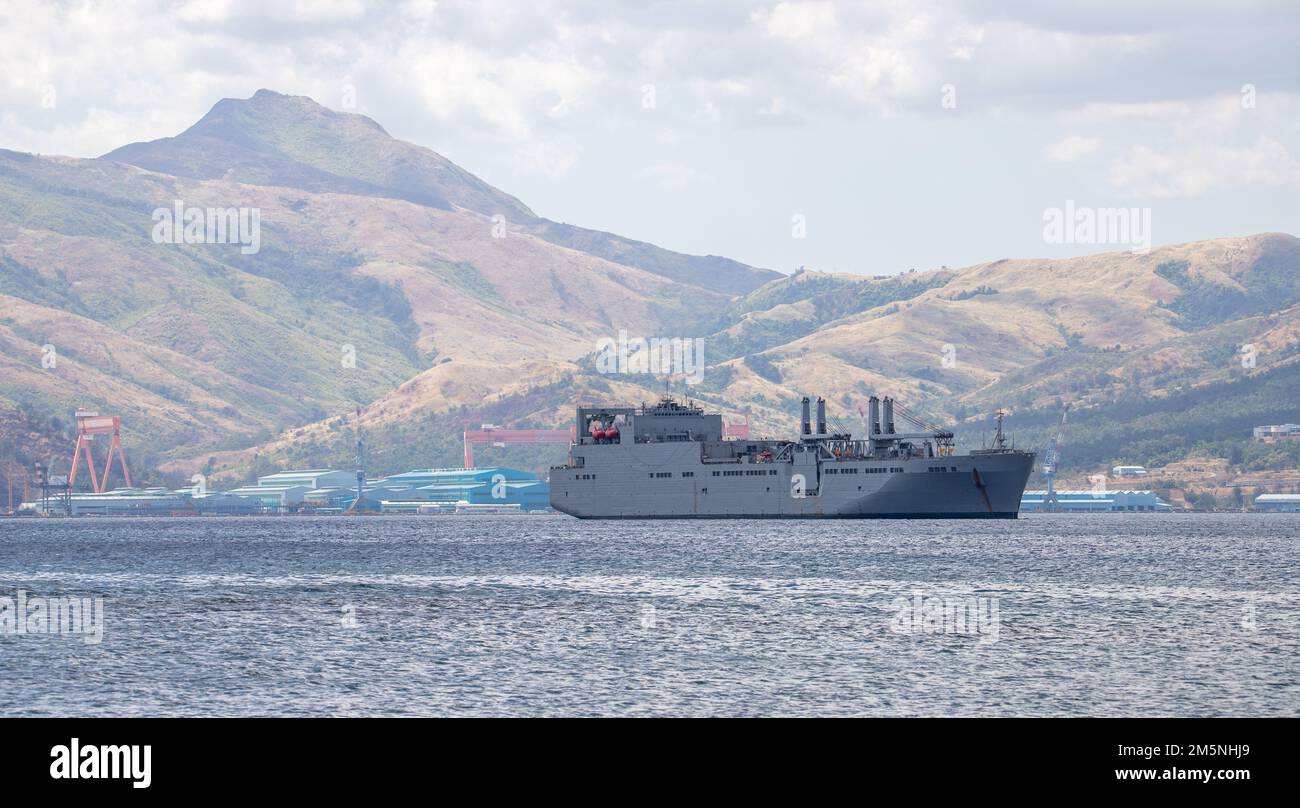 The U.S. Naval Ship Red Cloud sits anchored in Subic Bay, Philippines ...