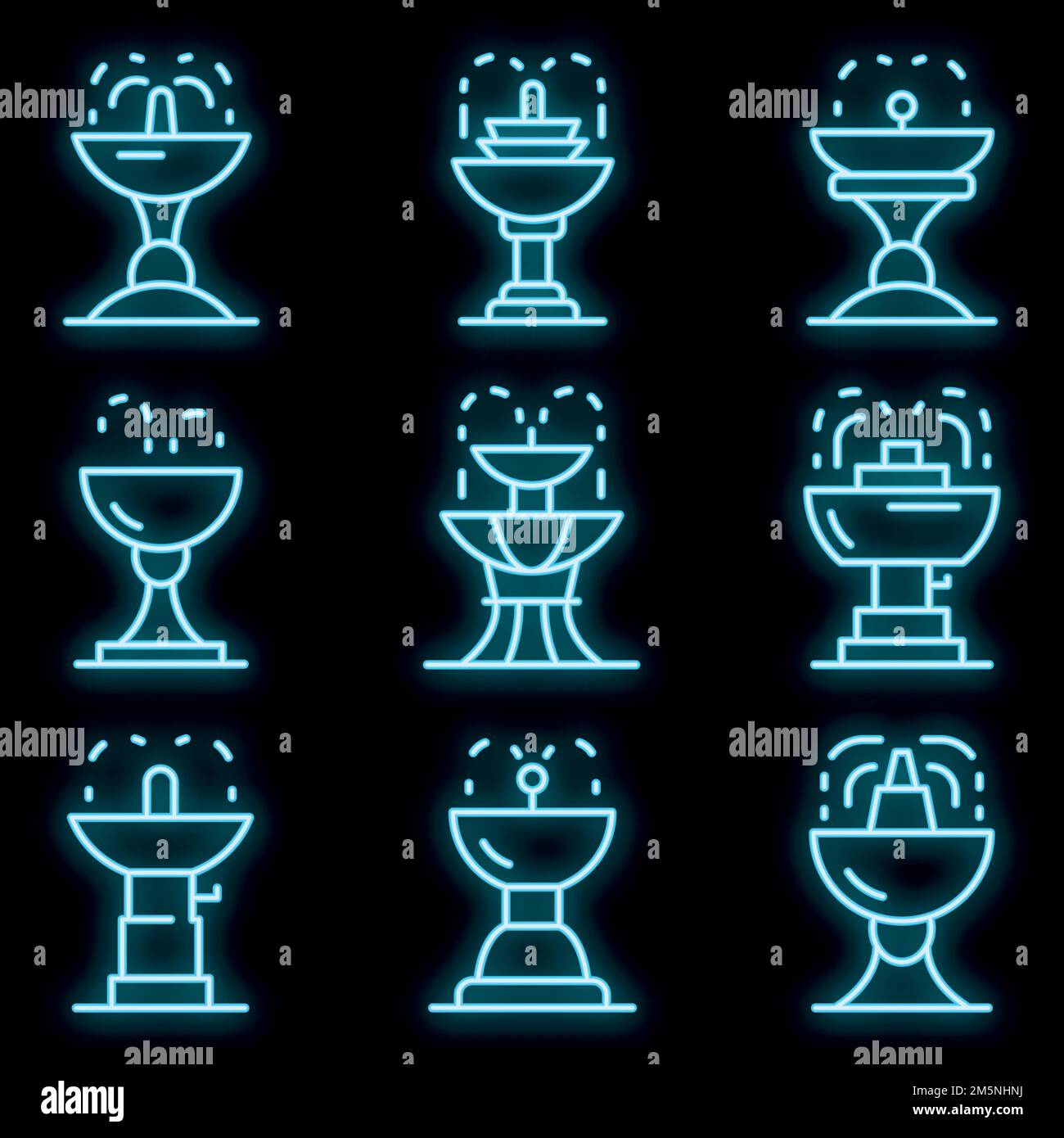 Drinking fountain icons set. Outline set of drinking fountain vector ...