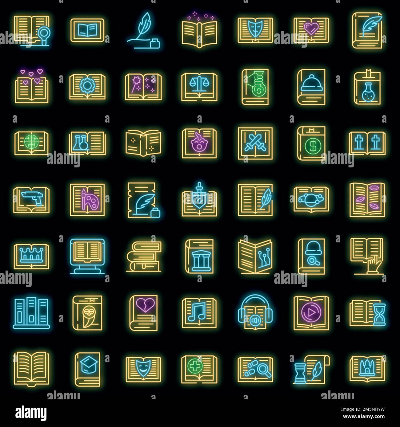 Literary genres icons set. Outline set of literary genres vector icons ...