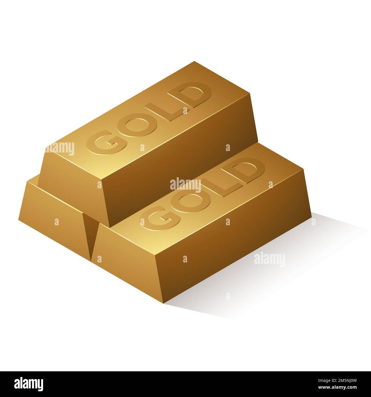3 Gold Bars with Embossed Text isolated on a White Background Stock ...