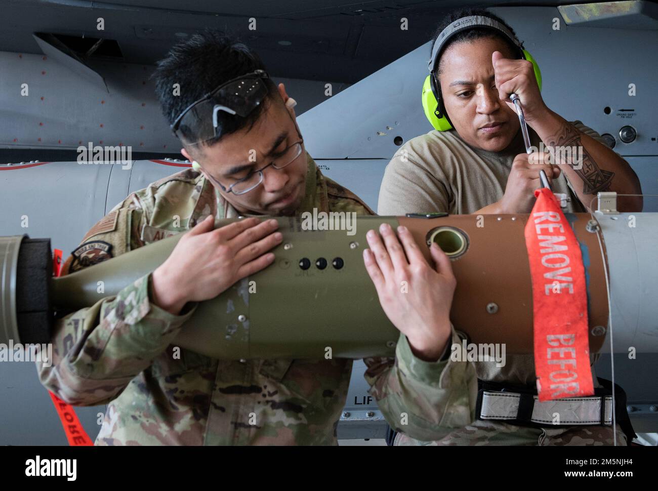 A 96th Aircraft Maintenance Squadron Blue team secures the guidance ...