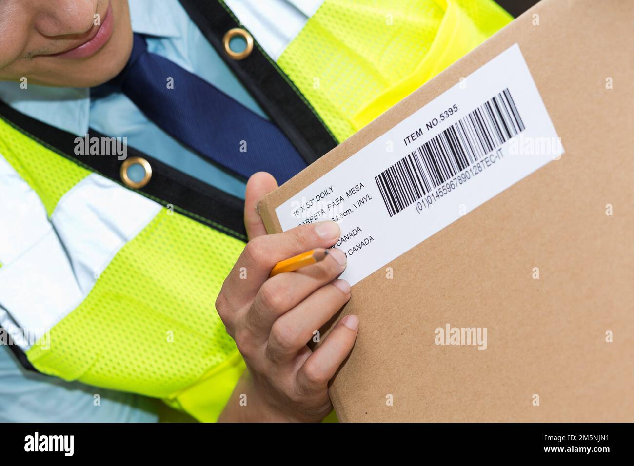 Logistics warehouse management personnel to check the goods Stock Photo ...