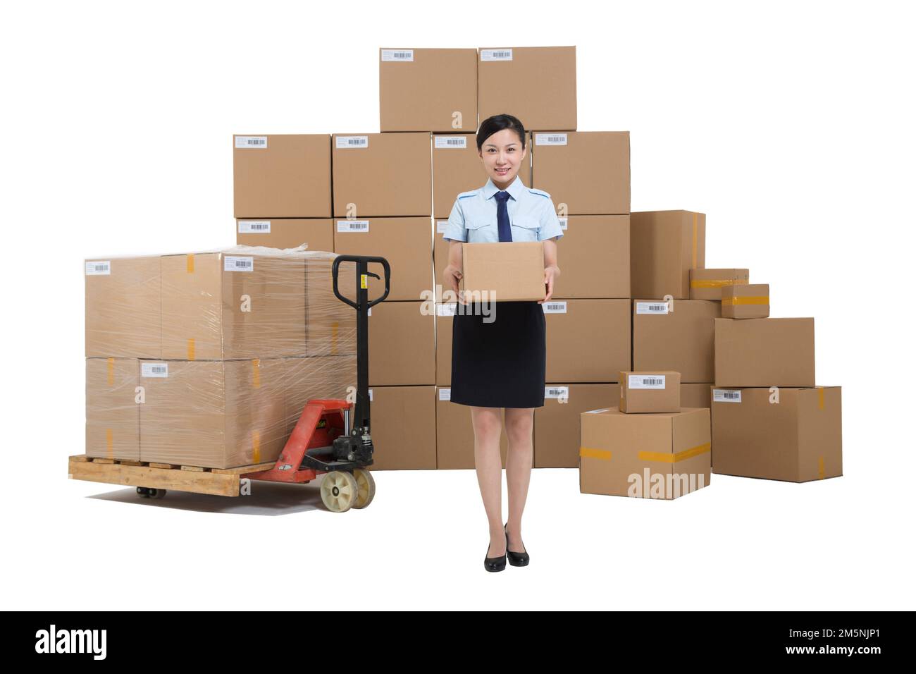 Logistics warehouse staff holding the carton Stock Photo - Alamy
