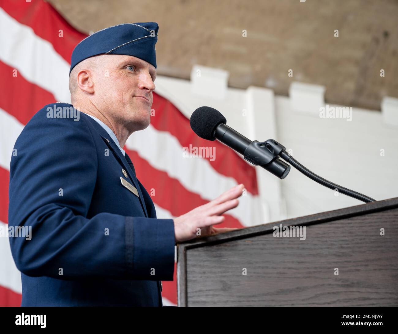 Col. Derek Oakley, 28th Operations Group commander, narrates a change ...