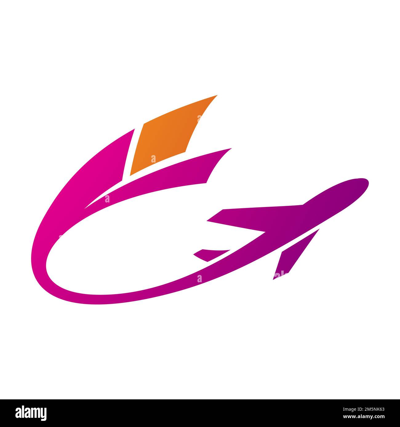 Illustration of Airplane with a Long Orange and Magenta Tail isolated ...