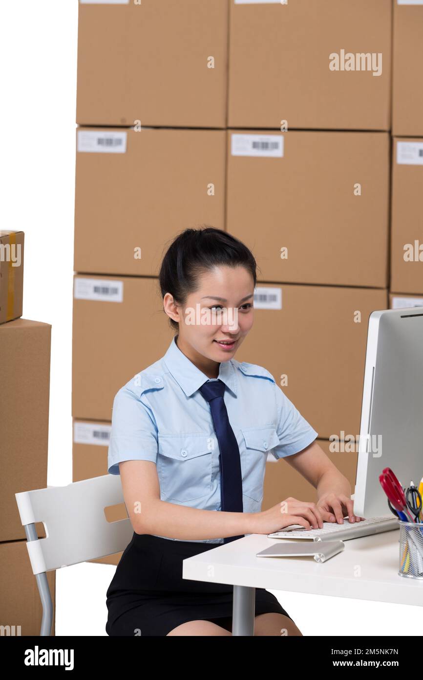 Logistics warehouse customer service staff Stock Photo - Alamy