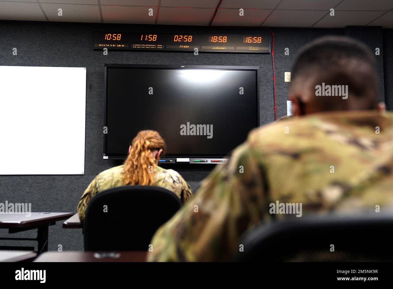 334th Training Squadron students attend a command post operations class ...