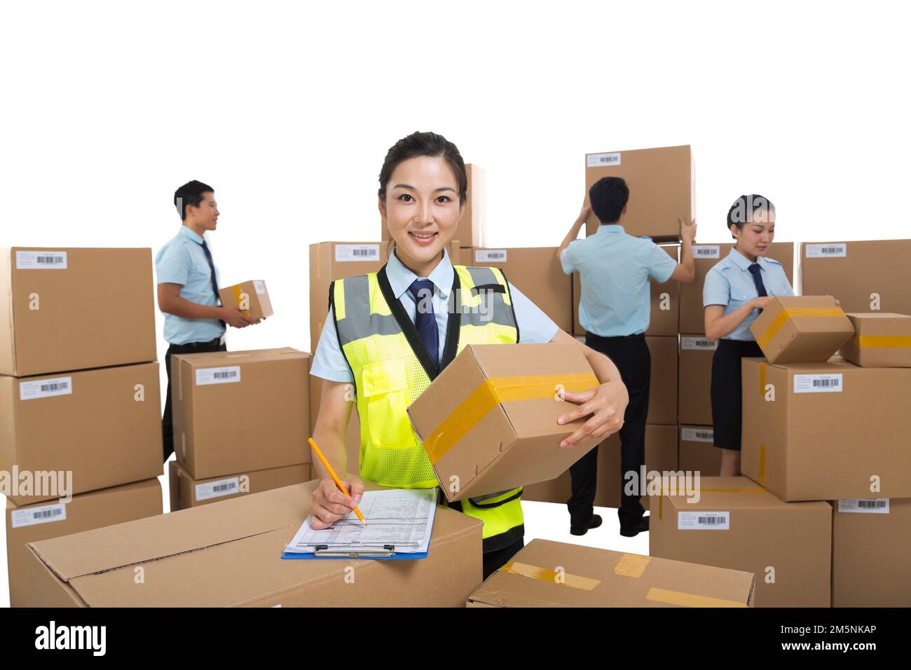 Logistics warehouse staff to check the goods Stock Photo - Alamy