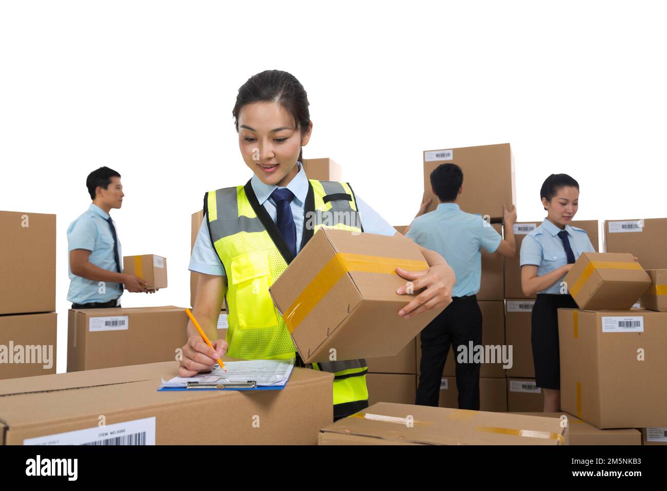 Logistics warehouse staff to check the goods Stock Photo - Alamy