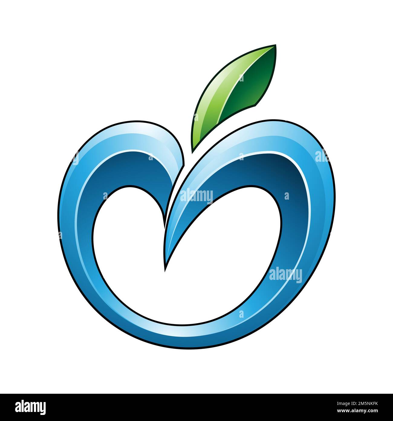 Apple Icon in Shades of Blue and Green isolated on a White Background ...