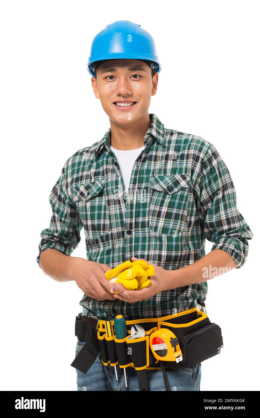 Serious construction workers standing hi-res stock photography and ...