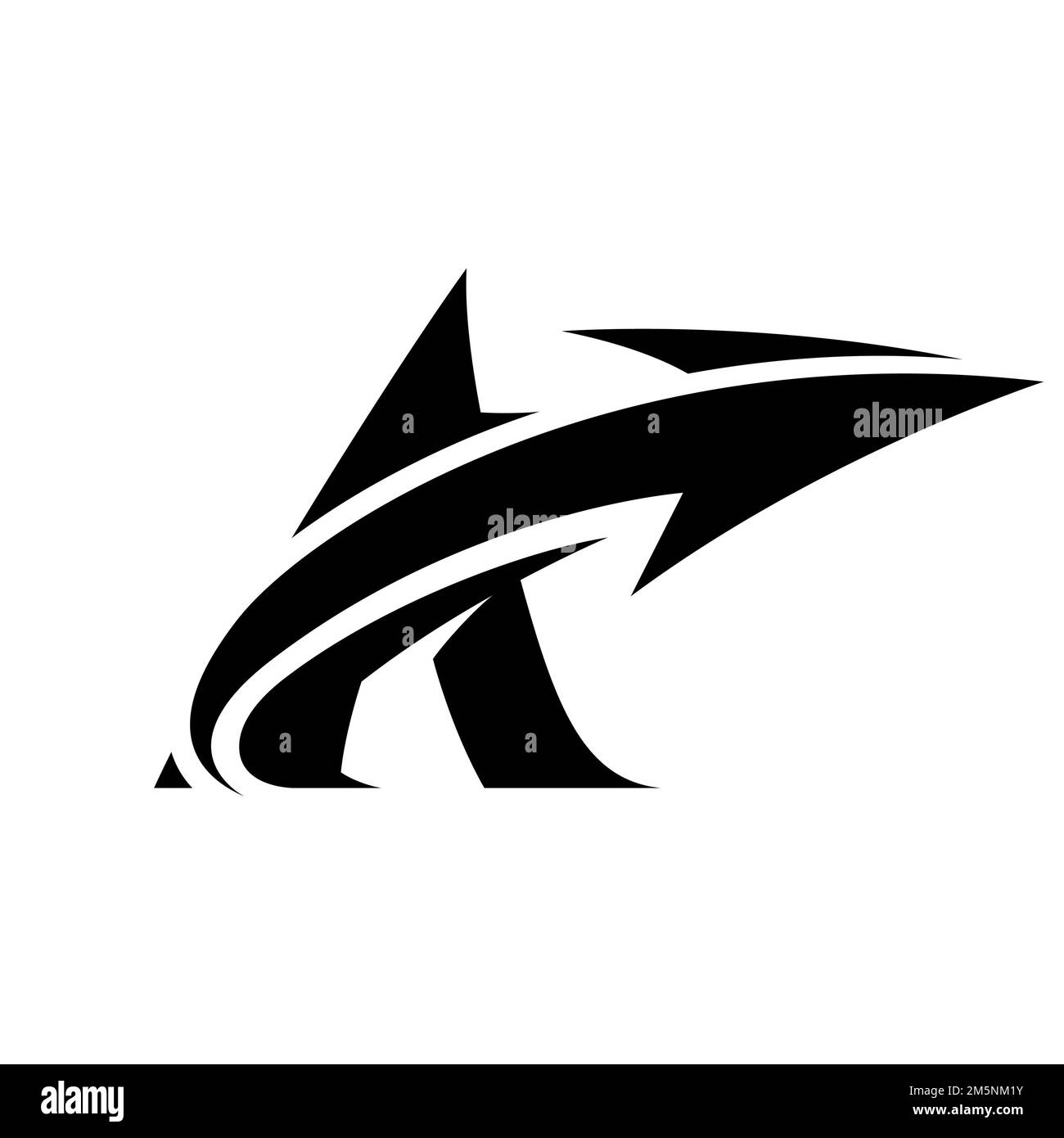 Illustration of Bold Curvy Black Letter A and Arrow isolated on a White ...