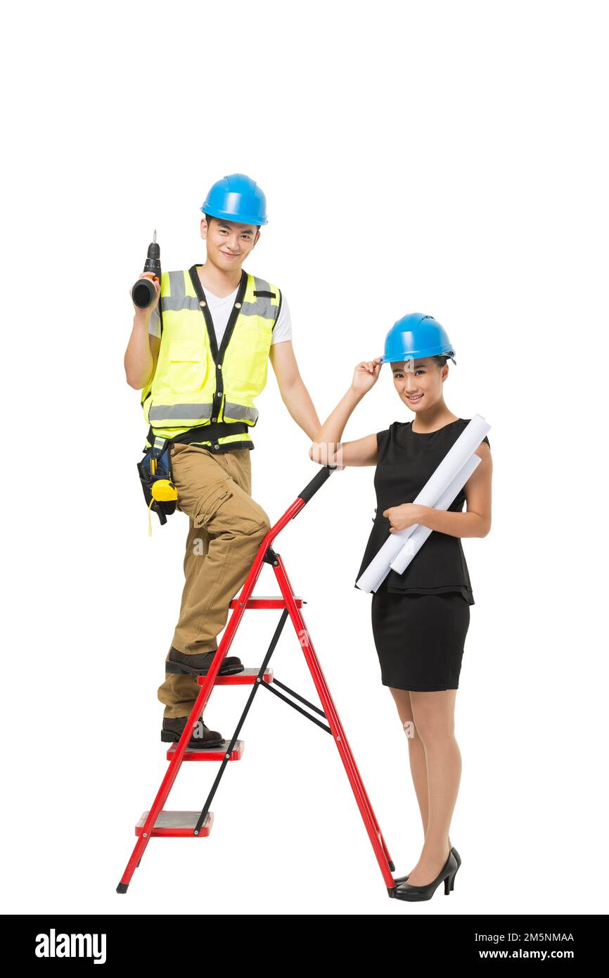 Female building designers and construction personnel Stock Photo - Alamy