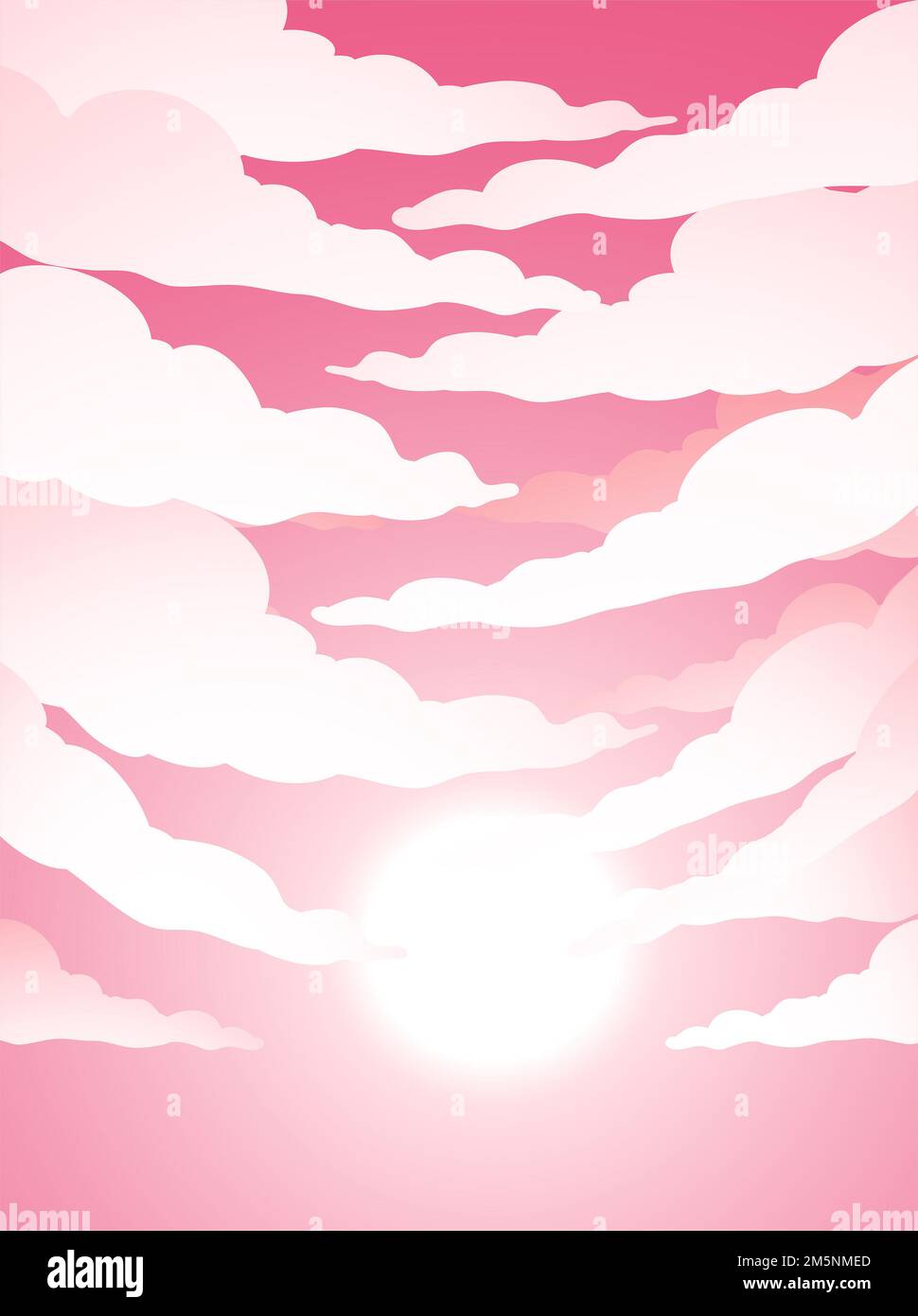 Illustration of Cloudy Pink Sky with Bright Sun Light Stock Photo - Alamy