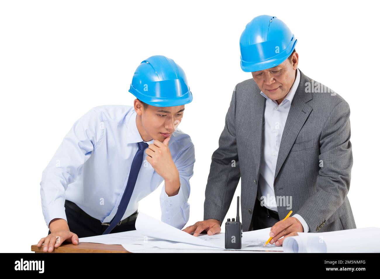 Research team building design drawings Stock Photo - Alamy