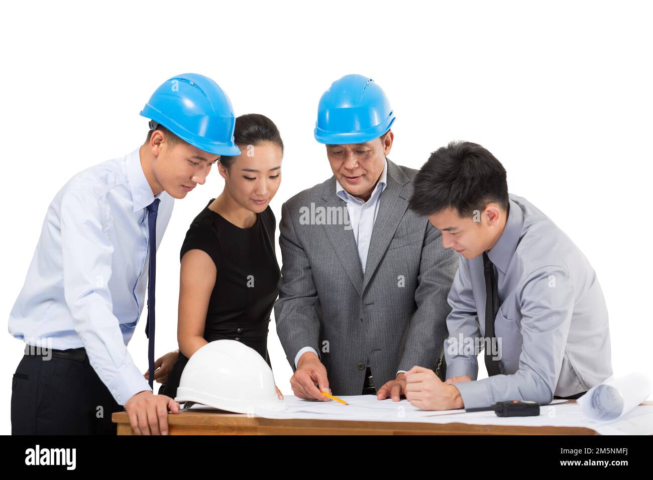 Research team building design drawings Stock Photo - Alamy