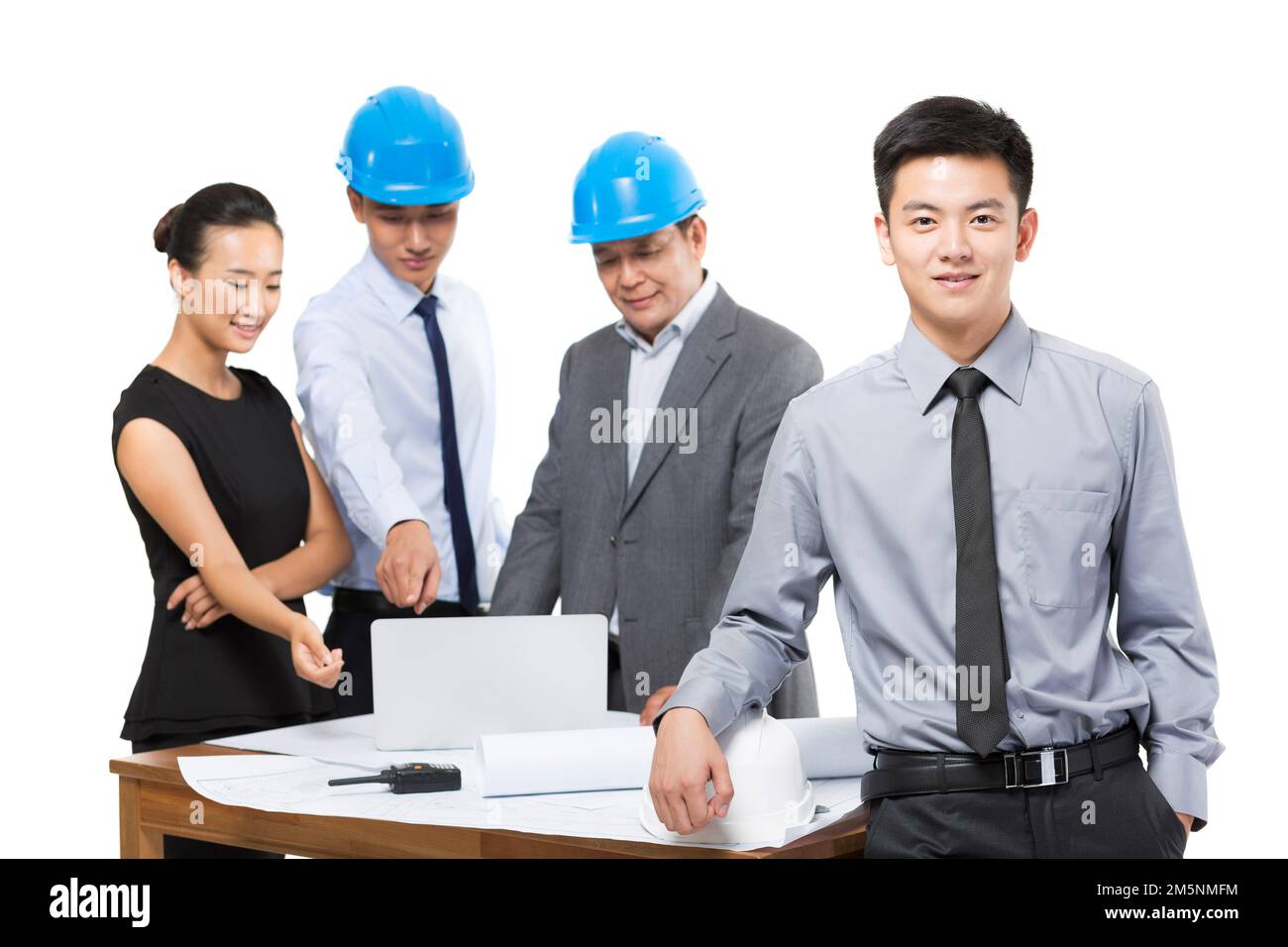 Research team building design drawings Stock Photo - Alamy