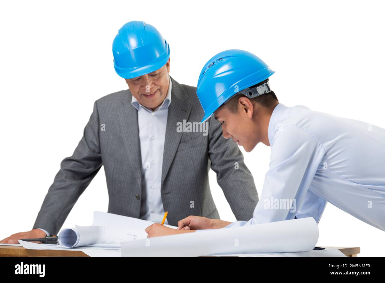 Research team building design drawings Stock Photo - Alamy