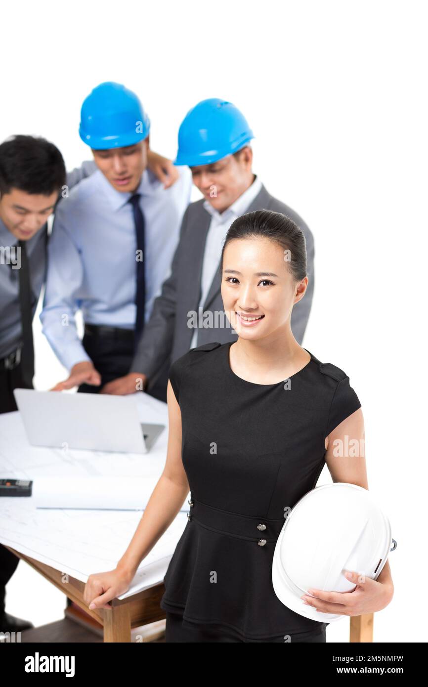 Research team building design drawings Stock Photo - Alamy