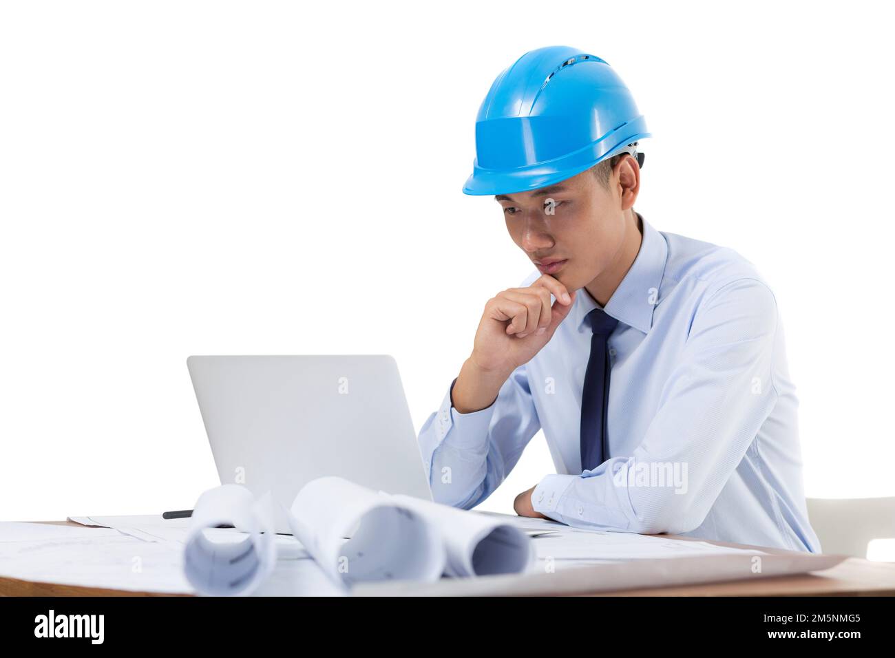 Young construction engineer drawings Stock Photo - Alamy