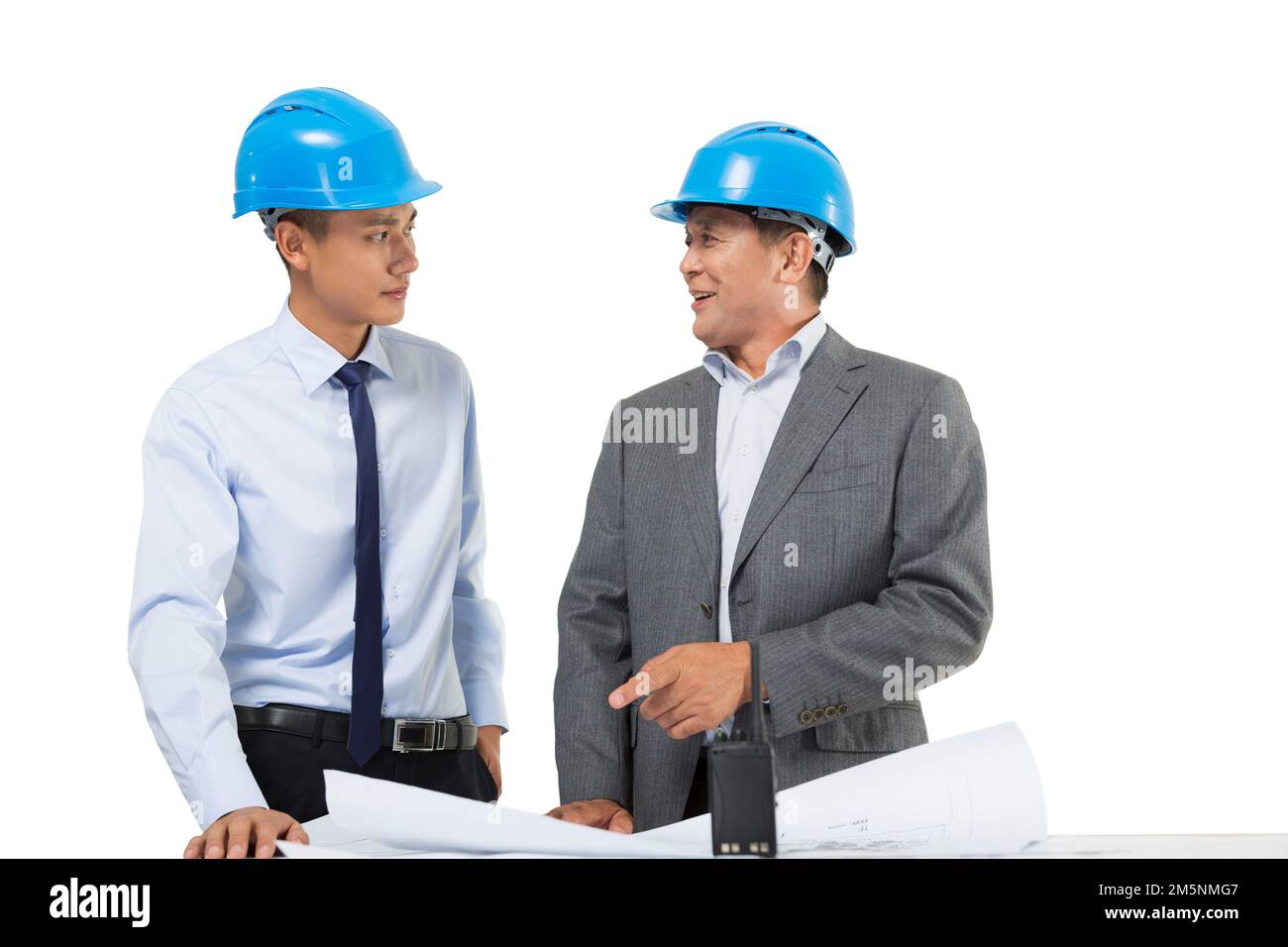 Research team building design drawings Stock Photo - Alamy