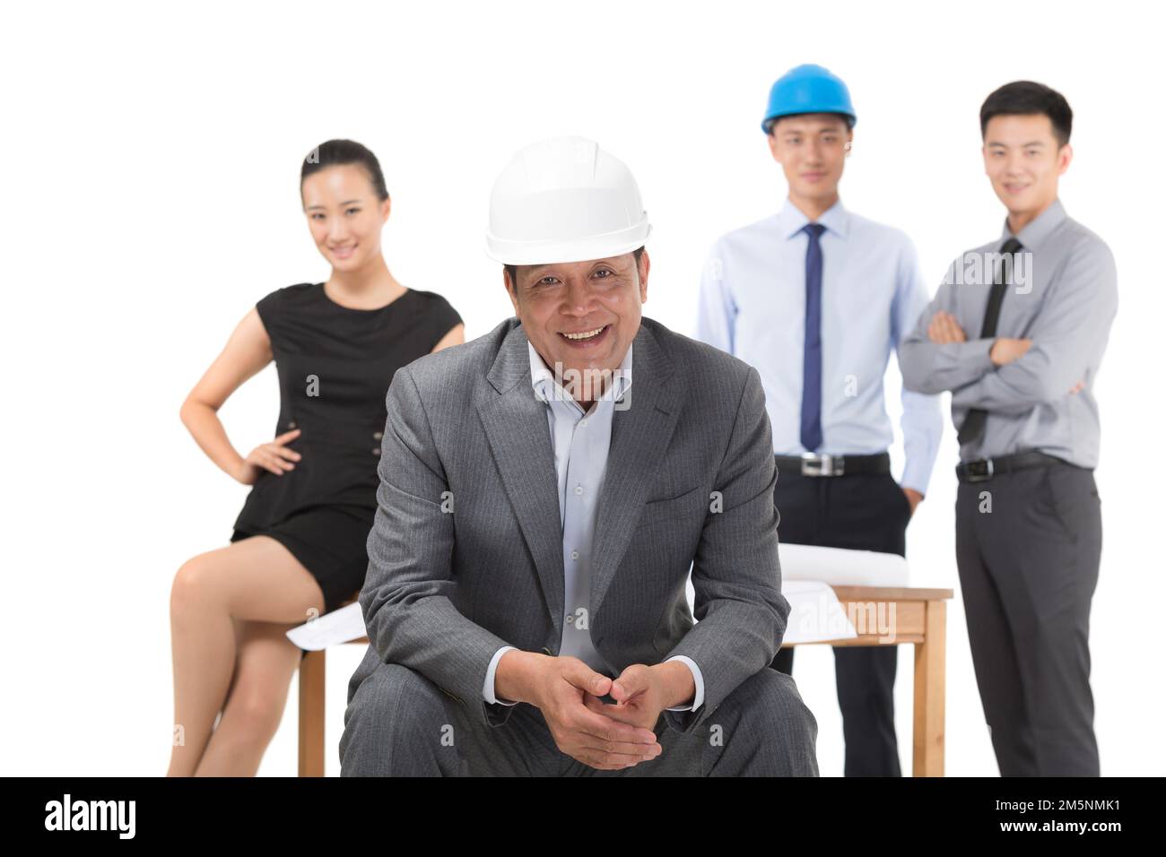Research team building design drawings Stock Photo - Alamy