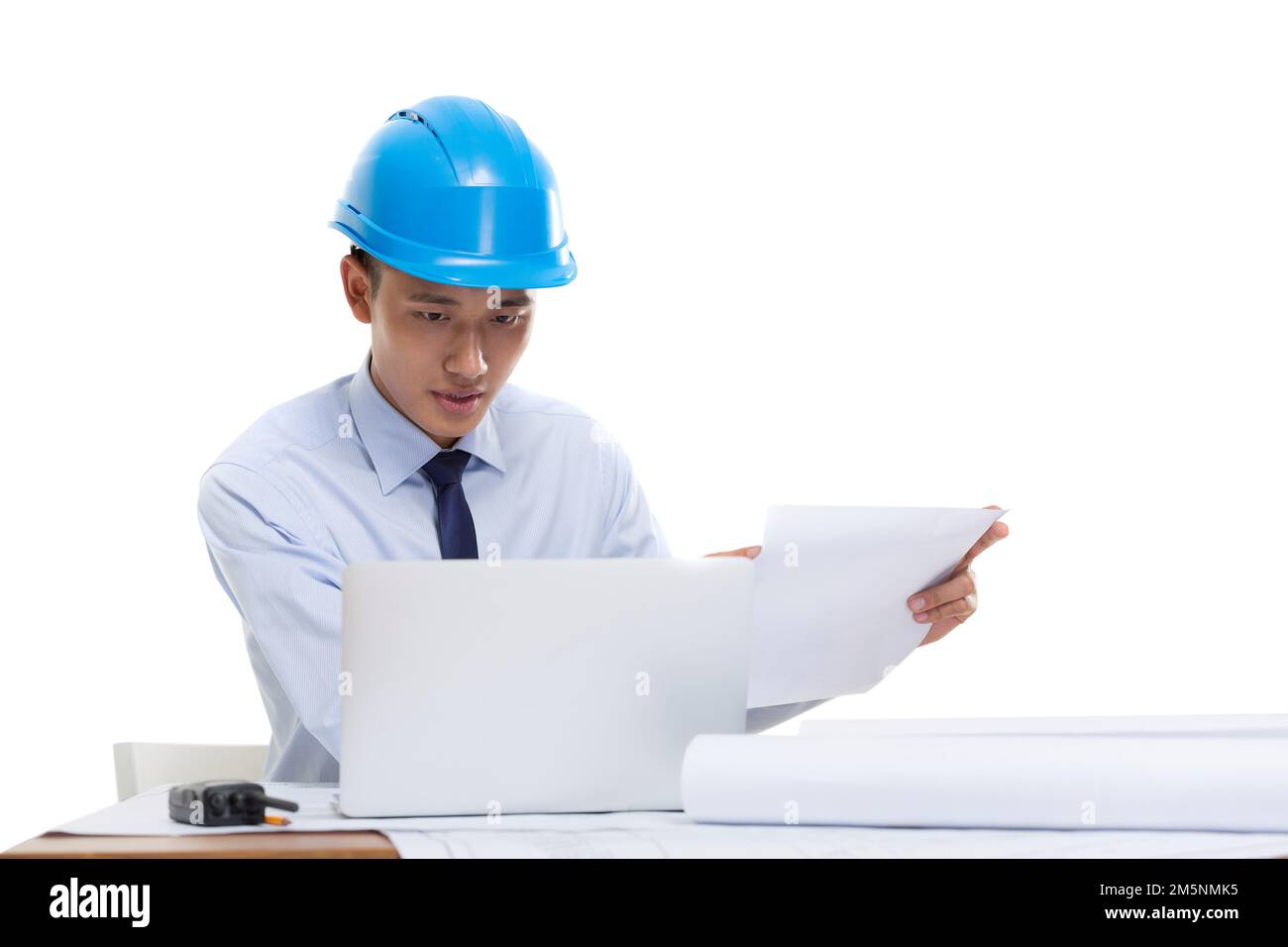 Young construction engineer drawings Stock Photo - Alamy