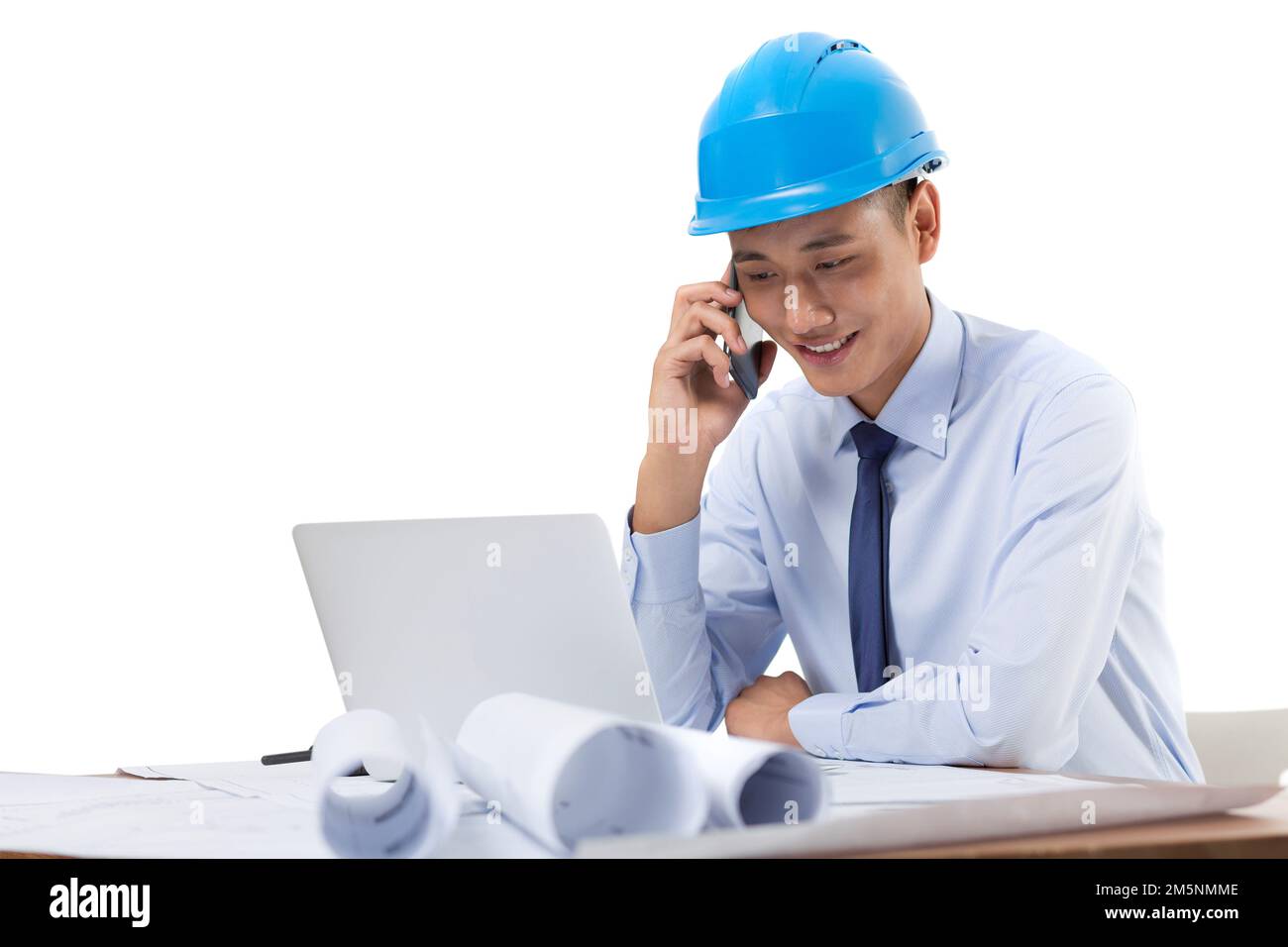 Young construction engineer drawings Stock Photo - Alamy