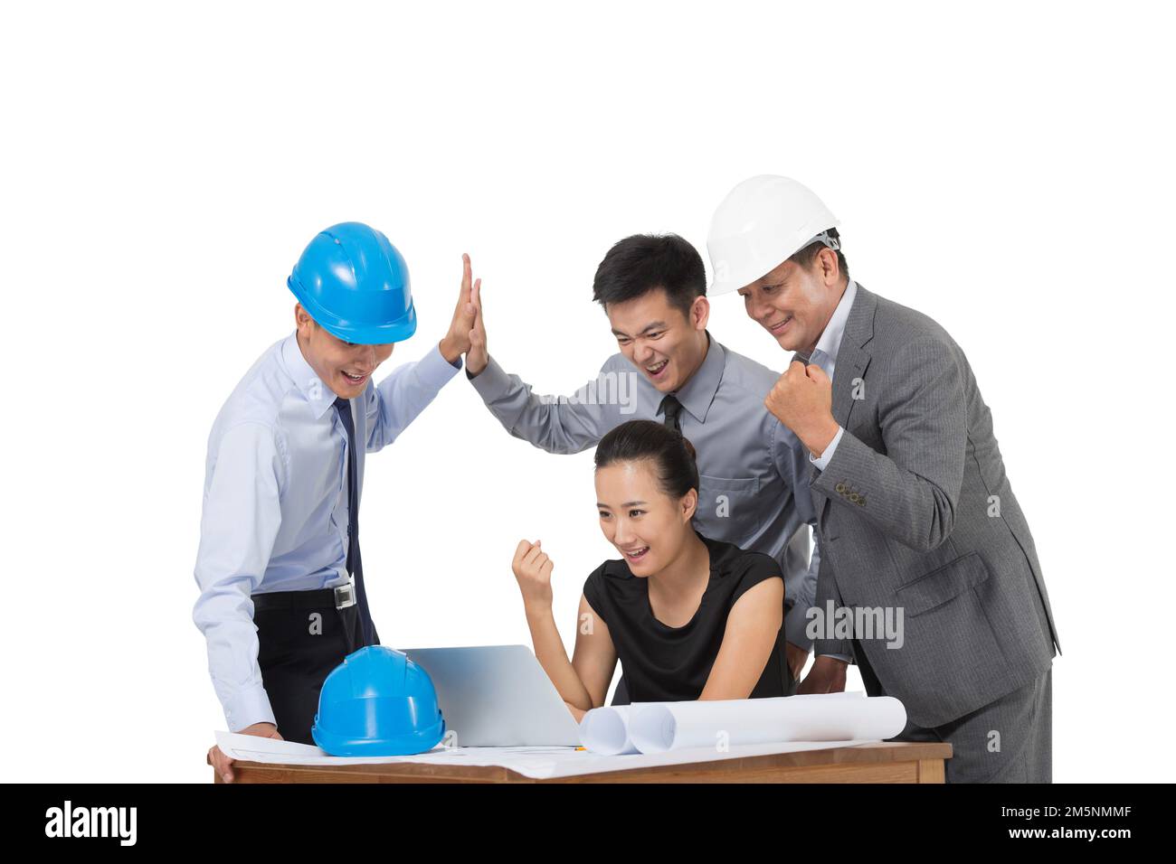 Research team building design drawings Stock Photo - Alamy